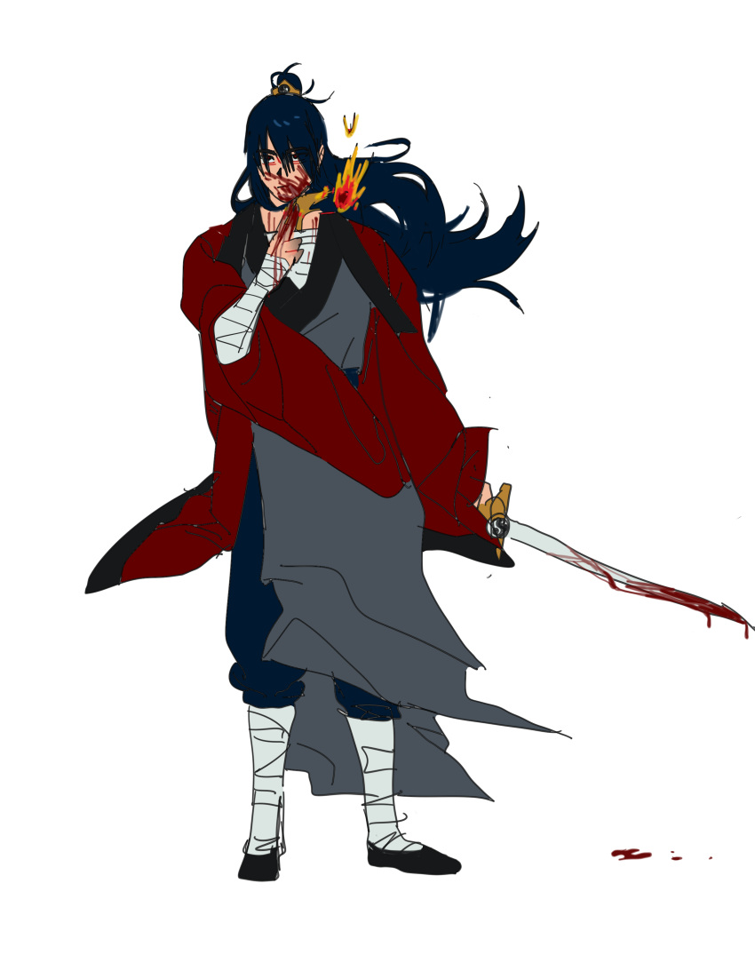 Safebooru - 1boy absurdres bandaged arm bandaged chest bandaged leg bandages black hair black ...