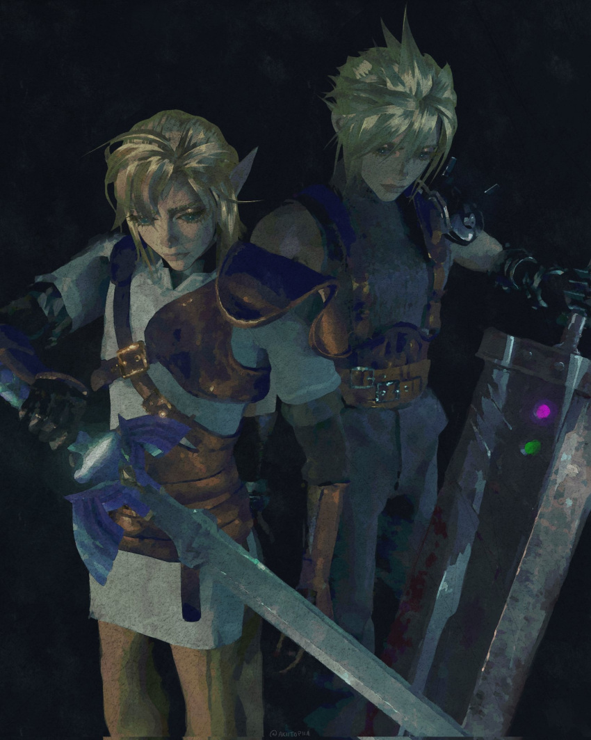 Safebooru - akiitopiia armor belt black background black gloves blonde ...