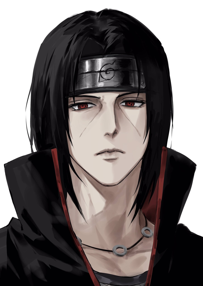 Safebooru - 1boy akatsuki uniform black hair curtained hair forehead protector headband high ...