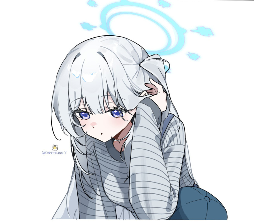 Safebooru - 1girl adjusting hair alternate costume blue archive blue eyes blue halo ...