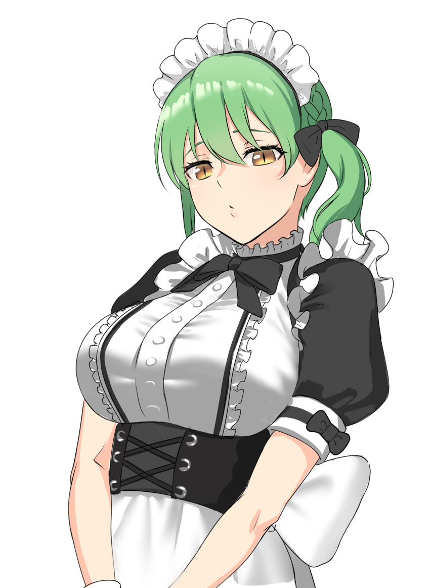 Safebooru - 1girl absurdres alternate costume apron black dress braid breasts closed mouth ...