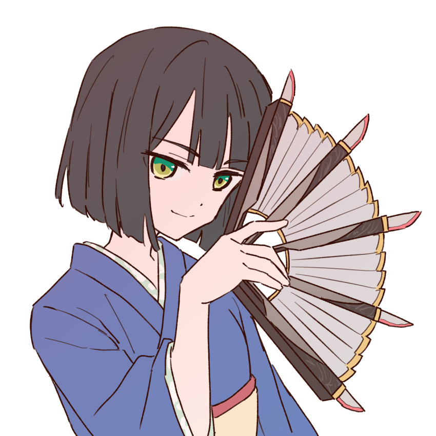 Safebooru - 1girl apex legends black hair blue kimono blunt bangs blunt ends bob cut closed ...