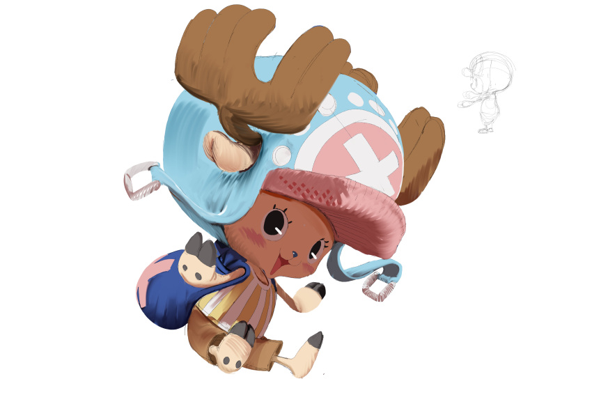 Safebooru - 1boy absurdres antlers bag blue hood blue nose blush brown ...