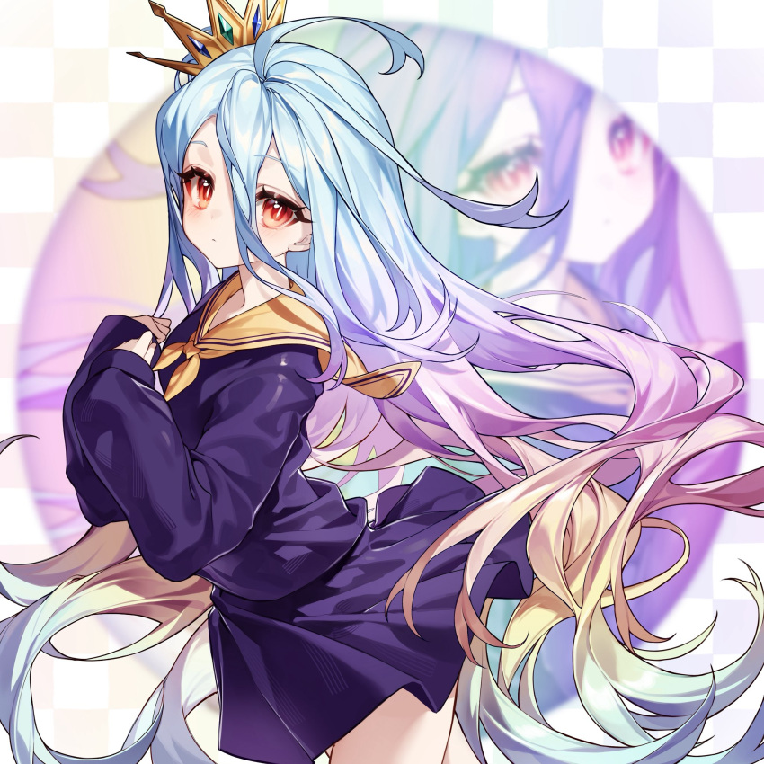 Safebooru - 1girl aqua hair blonde hair closed mouth cowboy shot crown gradient hair highres ...