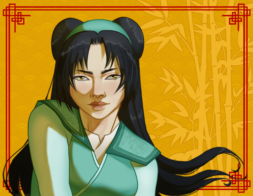 Safebooru - 1girl bamboo black hair chinese clothes denchik slaziet double bun hair bun hairband ...