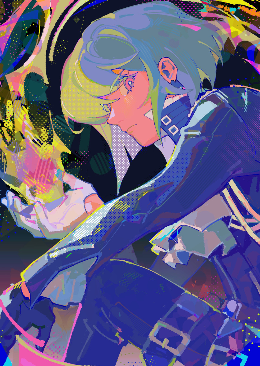 Safebooru - 1boy absurdres arm on knee arm up ascot belt belt buckle black belt black gloves ...