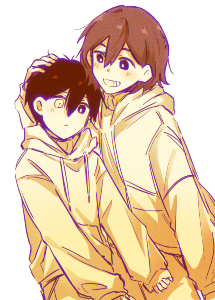 Safebooru - 2boys antenna hair bailan1130 black hair brown hair ...