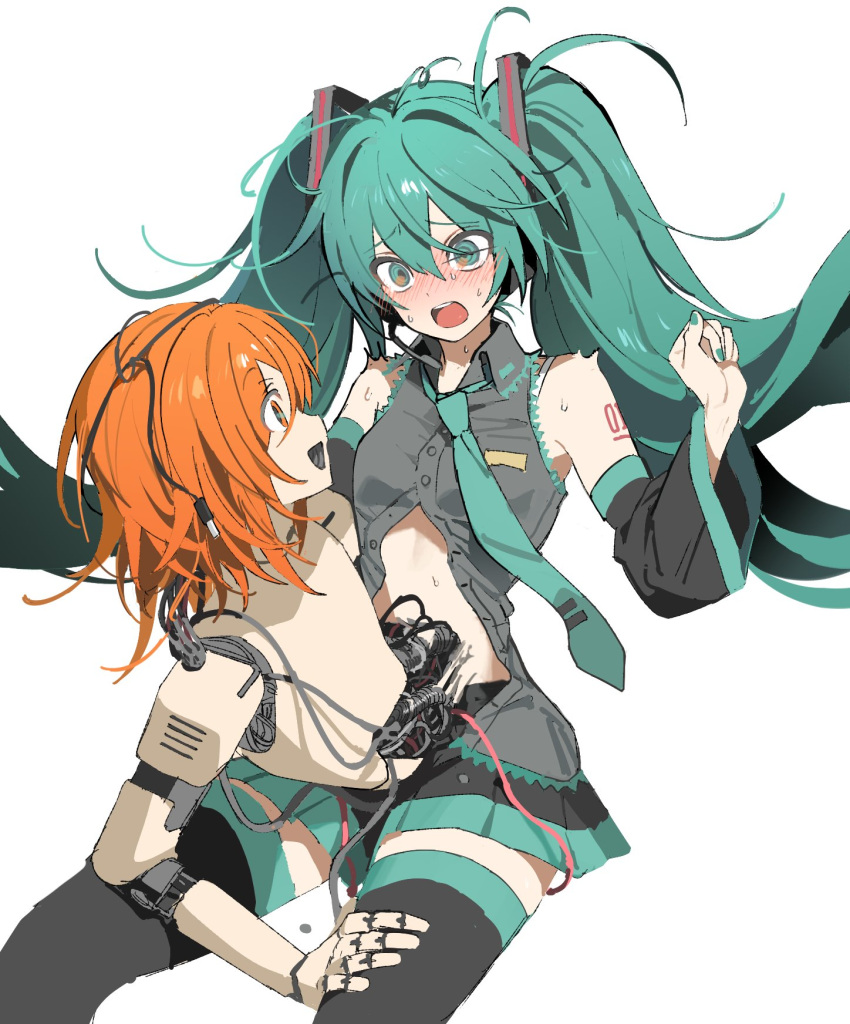 Safebooru - 2girls a.i. voice adachi rei android aqua eyes aqua hair aqua nails aqua necktie ...