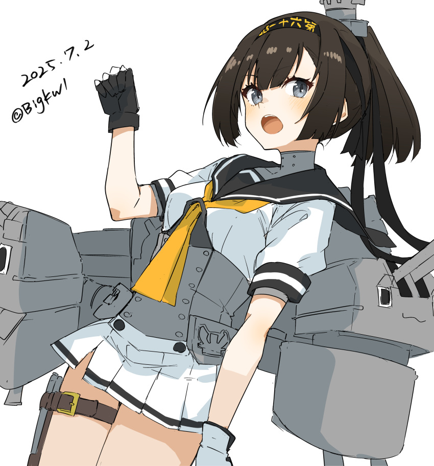 Safebooru - 1girl absurdres akizuki (kancolle) bigkwl black gloves black hair black headband ...