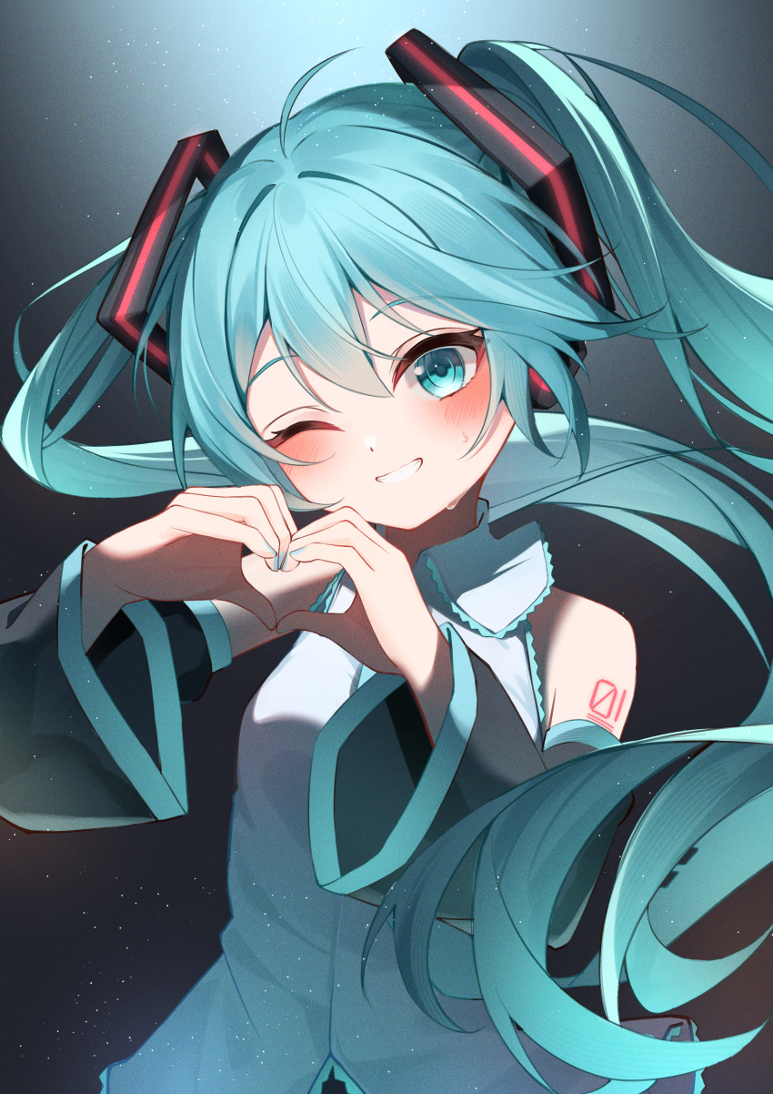 Safebooru - 1girl :d absurdres aqua eyes aqua hair aqua nails aqua necktie aqua trim bare ...