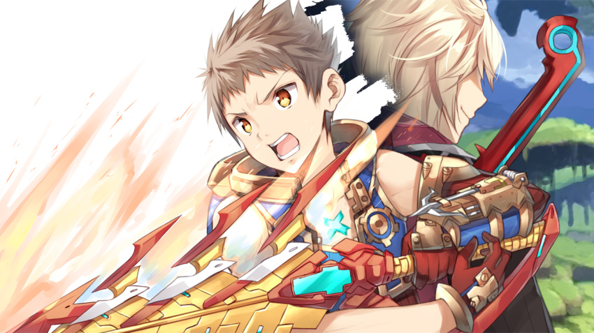 Safebooru - 2boys aegis sword (xenoblade) blonde hair blue eyes ...