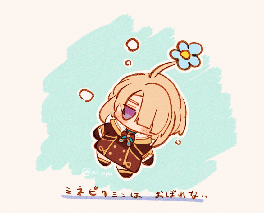 Safebooru - 1boy blonde hair blue background blush chibi freckles ...