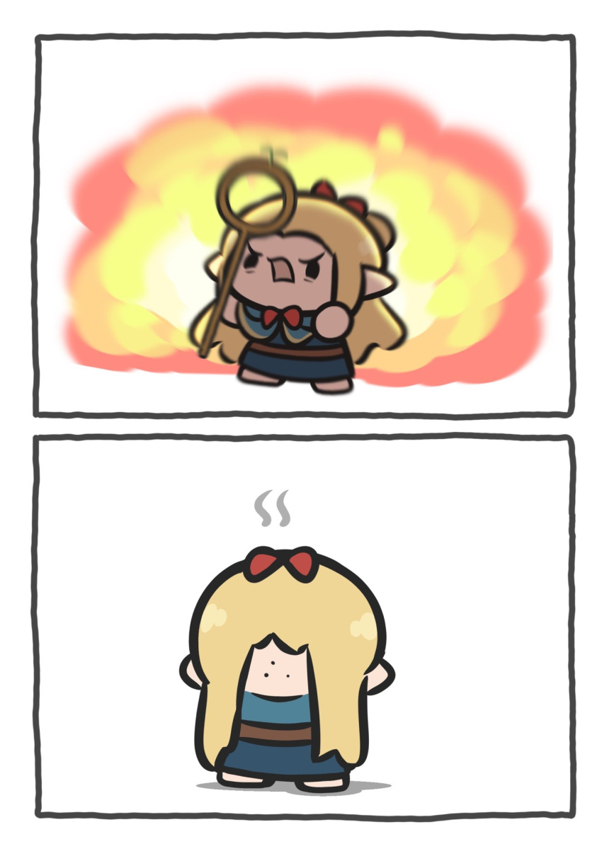 Safebooru - 1girl dungeon meshi elf explosion long hair magic marcille ...