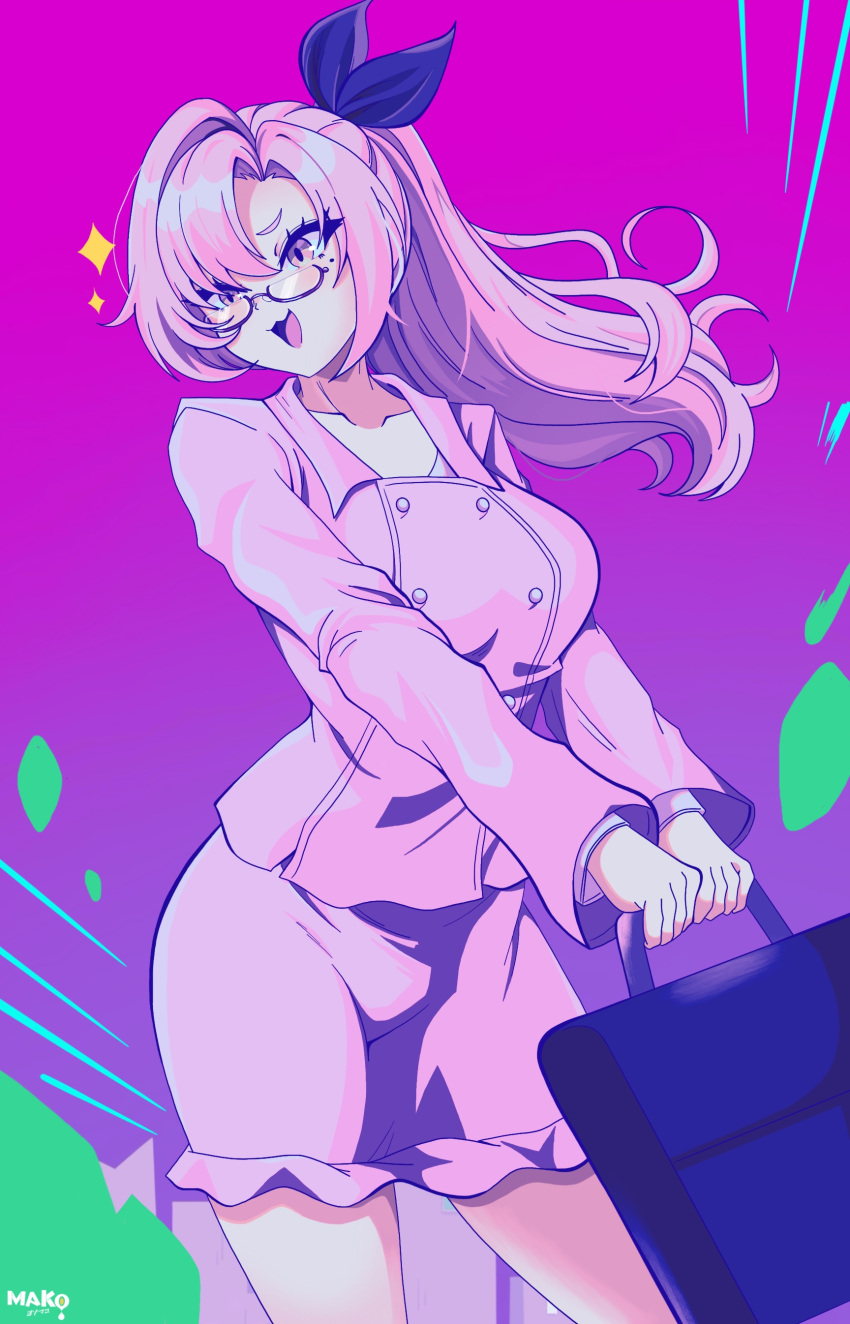 Safebooru - 1girl alternate costume alternate hairstyle artist name glasses long hair nicole ...