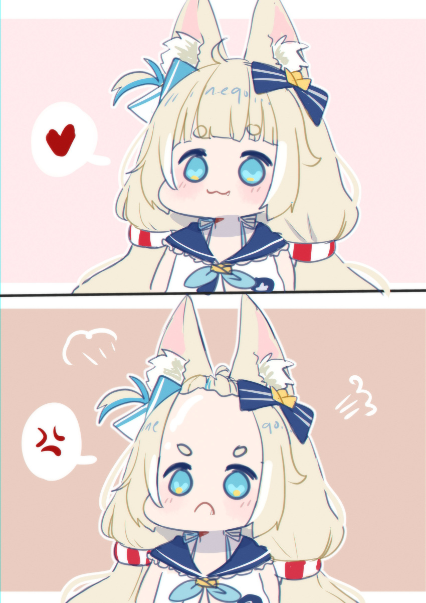 Safebooru - 1girl absurdres anger vein animal ear fluff animal ears blonde hair blue eyes blue ...