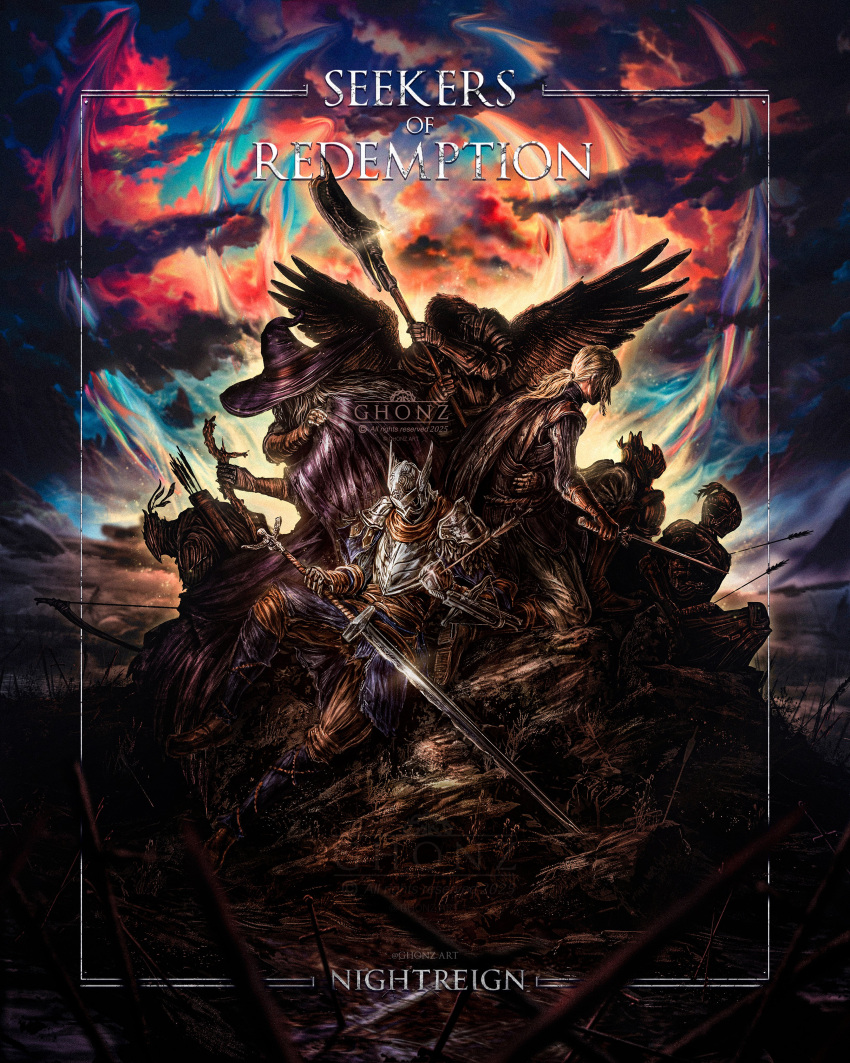 Safebooru - 1other 2girls 4boys absurdres ambiguous gender animal head ...