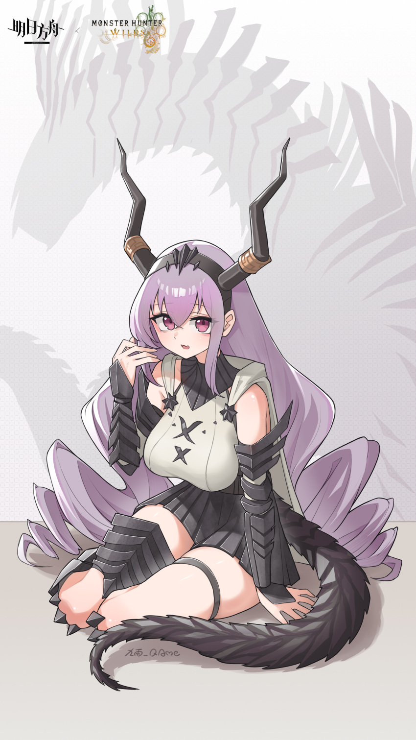 Safebooru - 1girl absurdres arknights arm support armor bare shoulders black hairband black ...