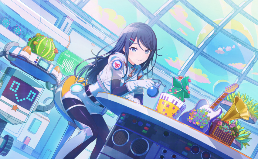 Safebooru - 1girl black hair blue eyes cactus closed mouth clouds ...