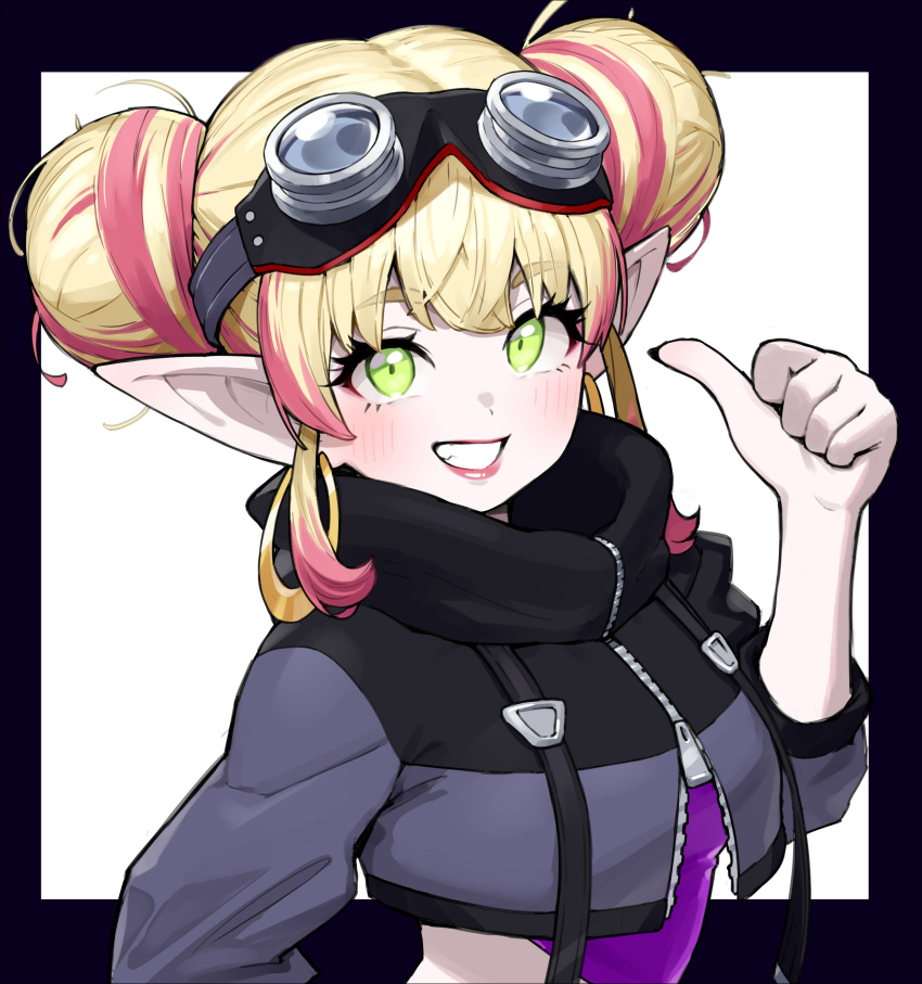Safebooru - 1girl absurdres black border black coat black straps blonde ...