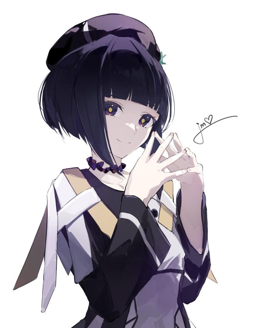 Safebooru - 1girl beret black dress black eyes black hair black hat ...