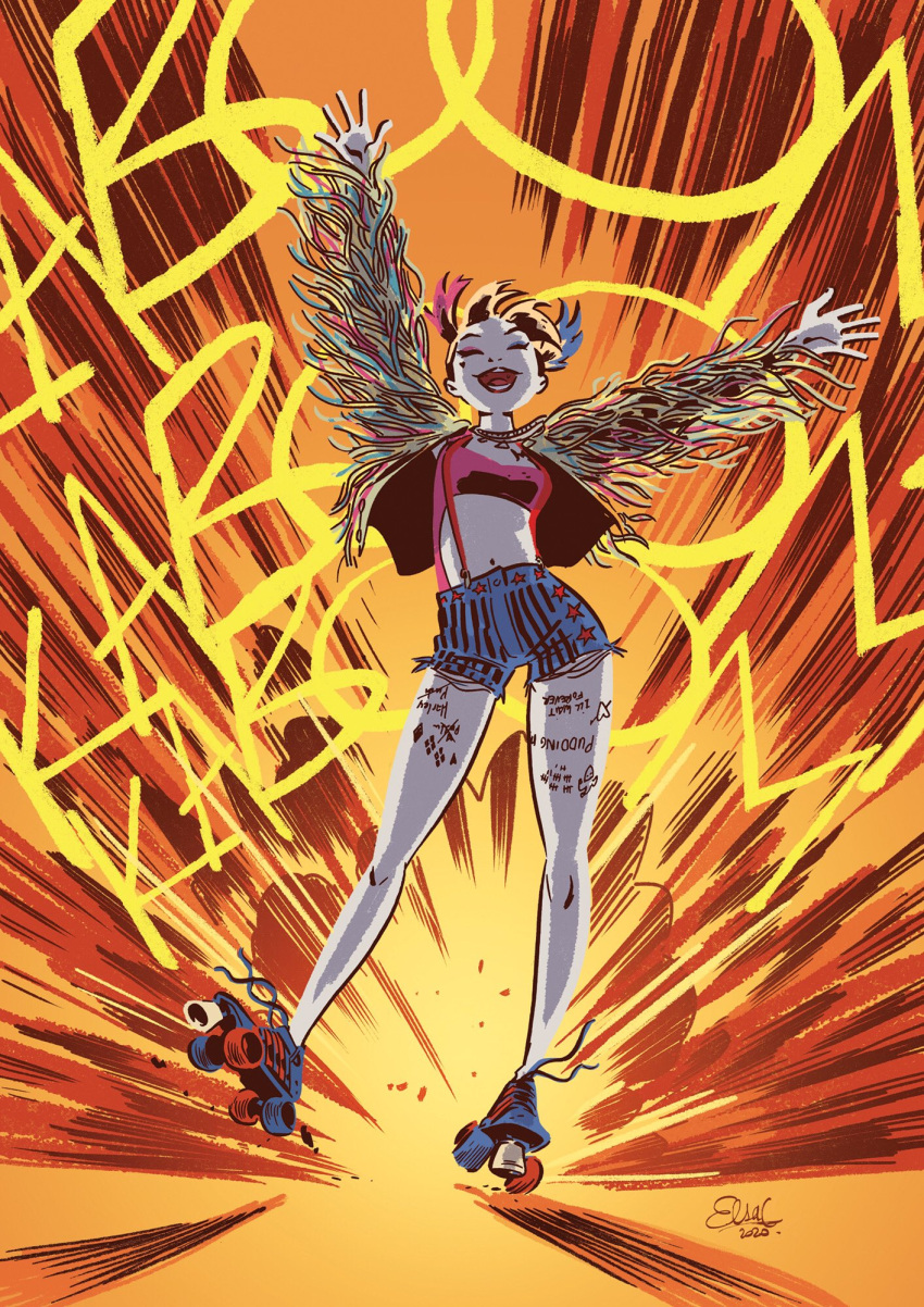 Safebooru - blue shorts colored skin dc comics e charretier excited ...