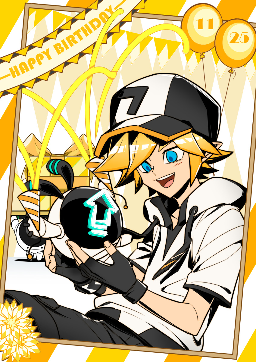 Safebooru - 1boy 1other :d absurdres aotu world balloon banner baseball ...