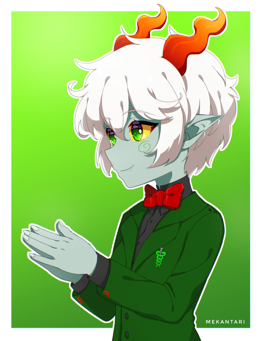 Safebooru - 1girl bow caduceus calliope (homestuck) costume fangs ...