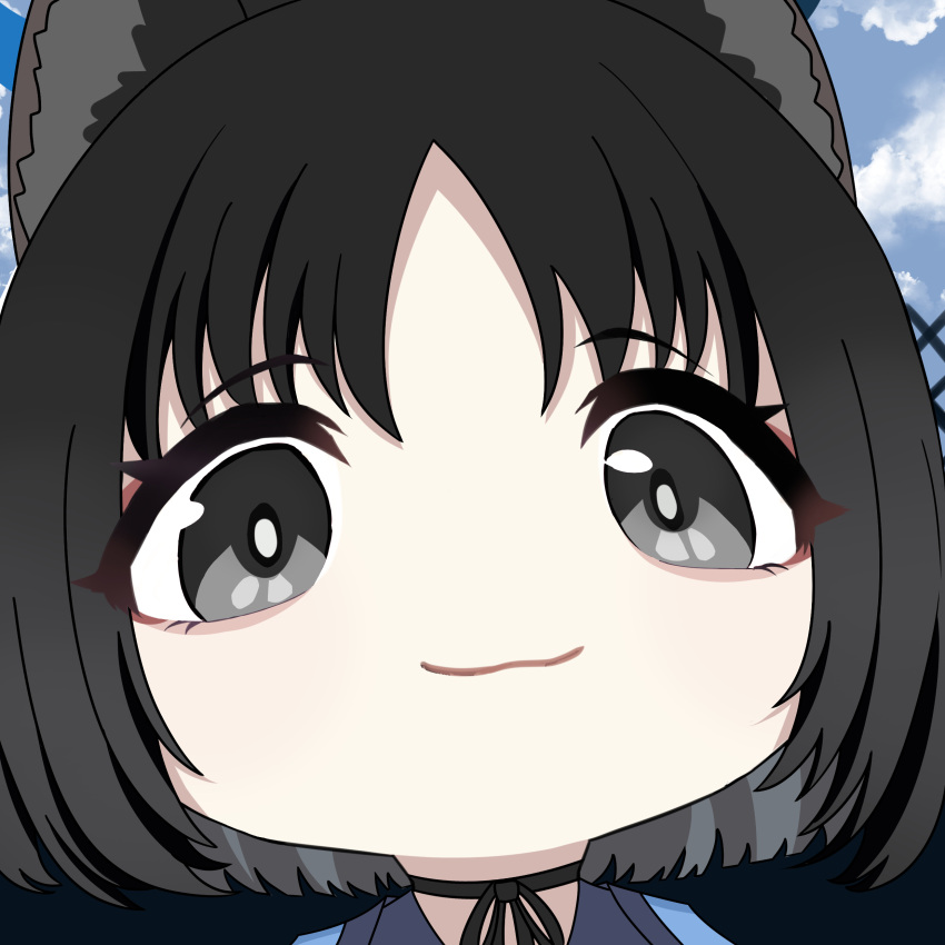 Safebooru - 1girl absurdres animal ears black eyes black hair blue ...