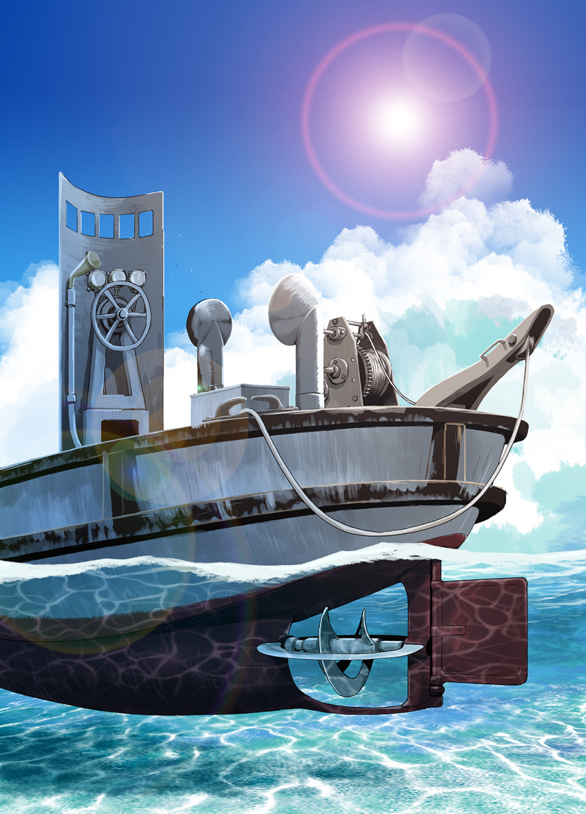 Safebooru - clouds cloudy sky daihatsu (landing craft) highres landing craft matsuda juukou no ...