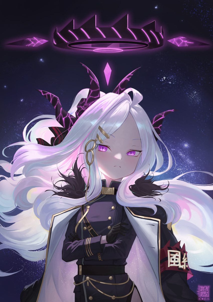 Safebooru - 1girl absurdres ahoge armband black coat black gloves black halo blue archive blush ...