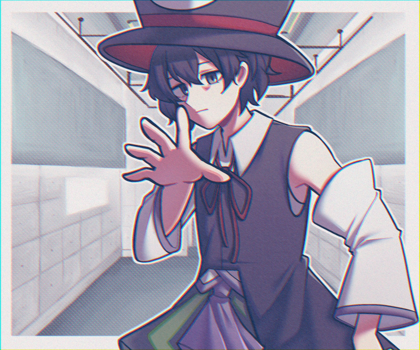 Safebooru - 1jumangoku 1other androgynous black eyes black hair black ...