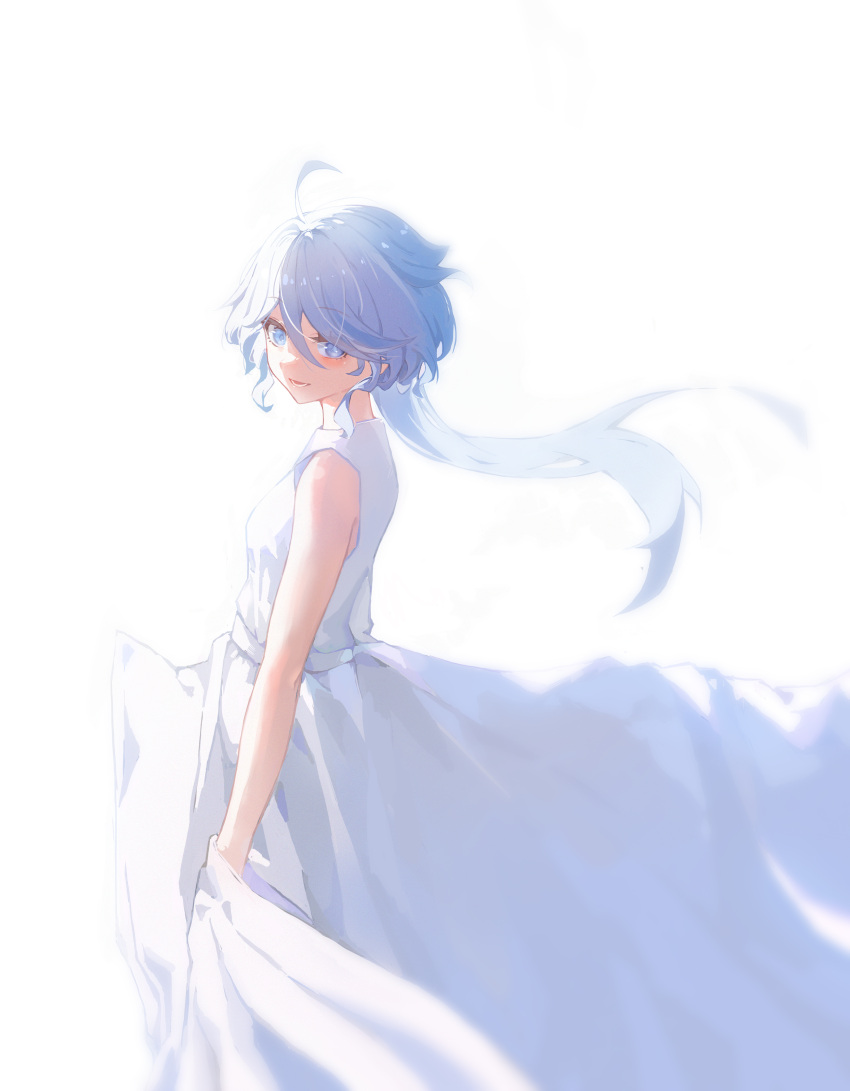 Safebooru - 1girl absurdres ahoge blue eyes blue hair dress feng ruoli 321 furina (genshin ...