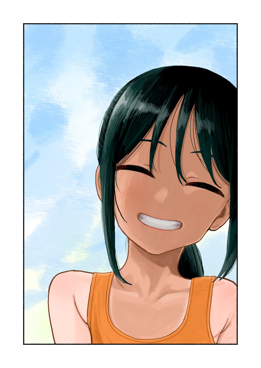 Safebooru - 1girl closed eyes collarbone commentary request green hair ...