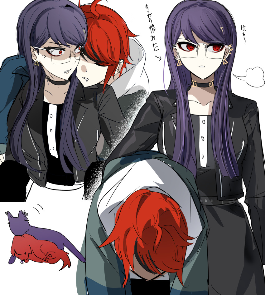 Safebooru - 1boy 1girl absurdres ahoge anger vein animalization black choker black jacket black ...