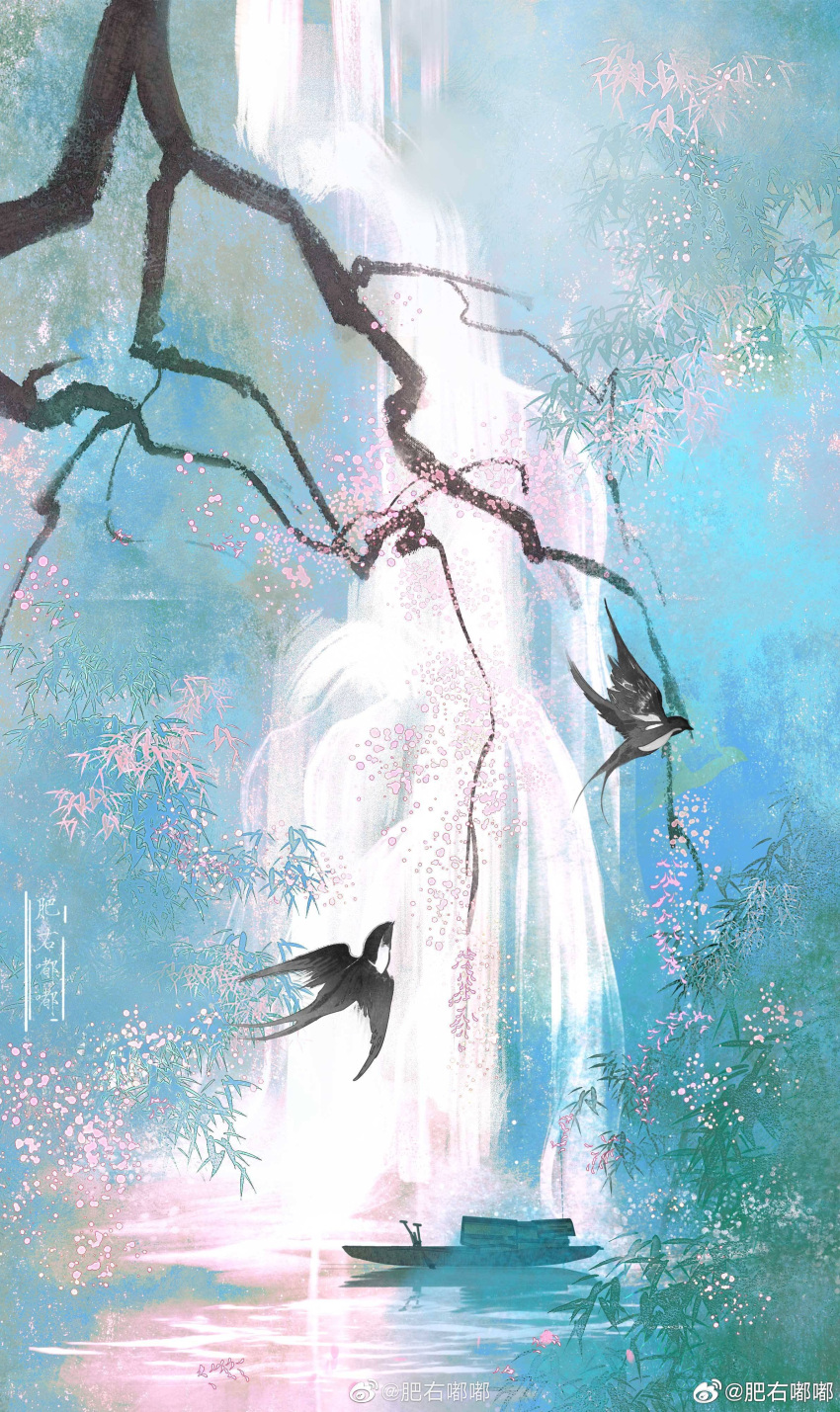 Safebooru - absurdres animal bird boat bush chinese commentary ...