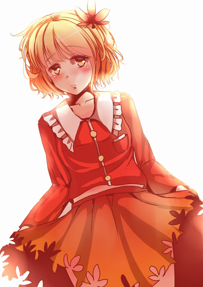 Safebooru 1girl Aki Shizuha Blonde Hair Collarbone Dutch Angle Flower 0952