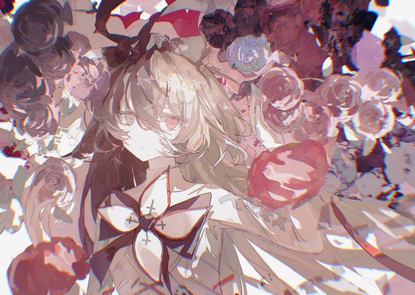 Safebooru - 1girl absurdres arcaea black bow black bowtie black eyes black hair blonde hair bow ...