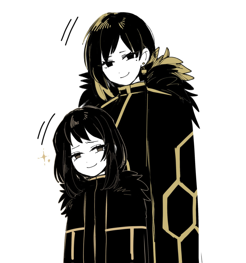 Safebooru - 2girls 779 nnk binah (project moon) black cape black coat black dress black eyes ...