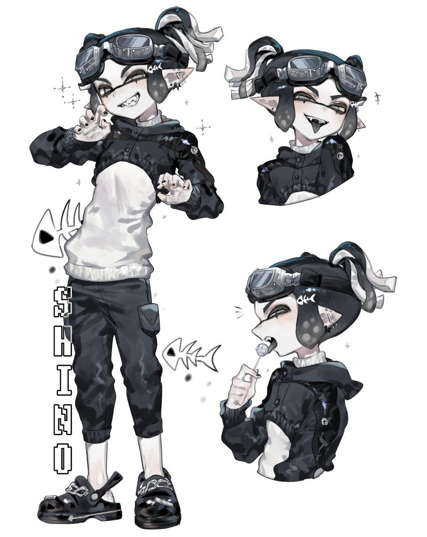 Safebooru - +++ 1boy black hair black nails black pants black shoes ...