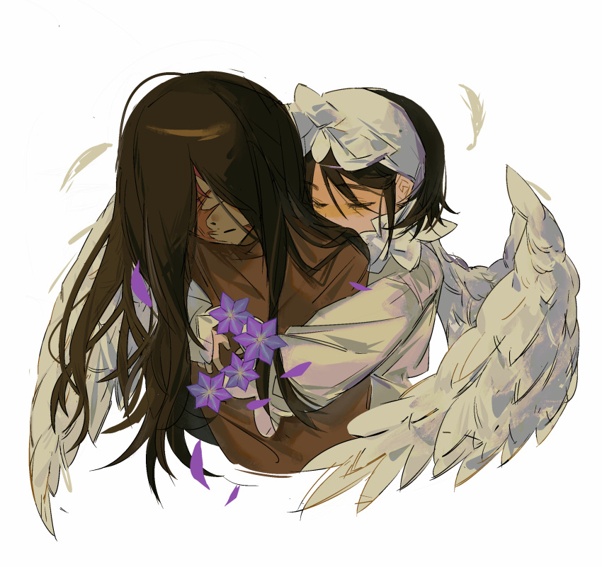 Safebooru - 2girls aged down alien stage angel wings black hair brown ...