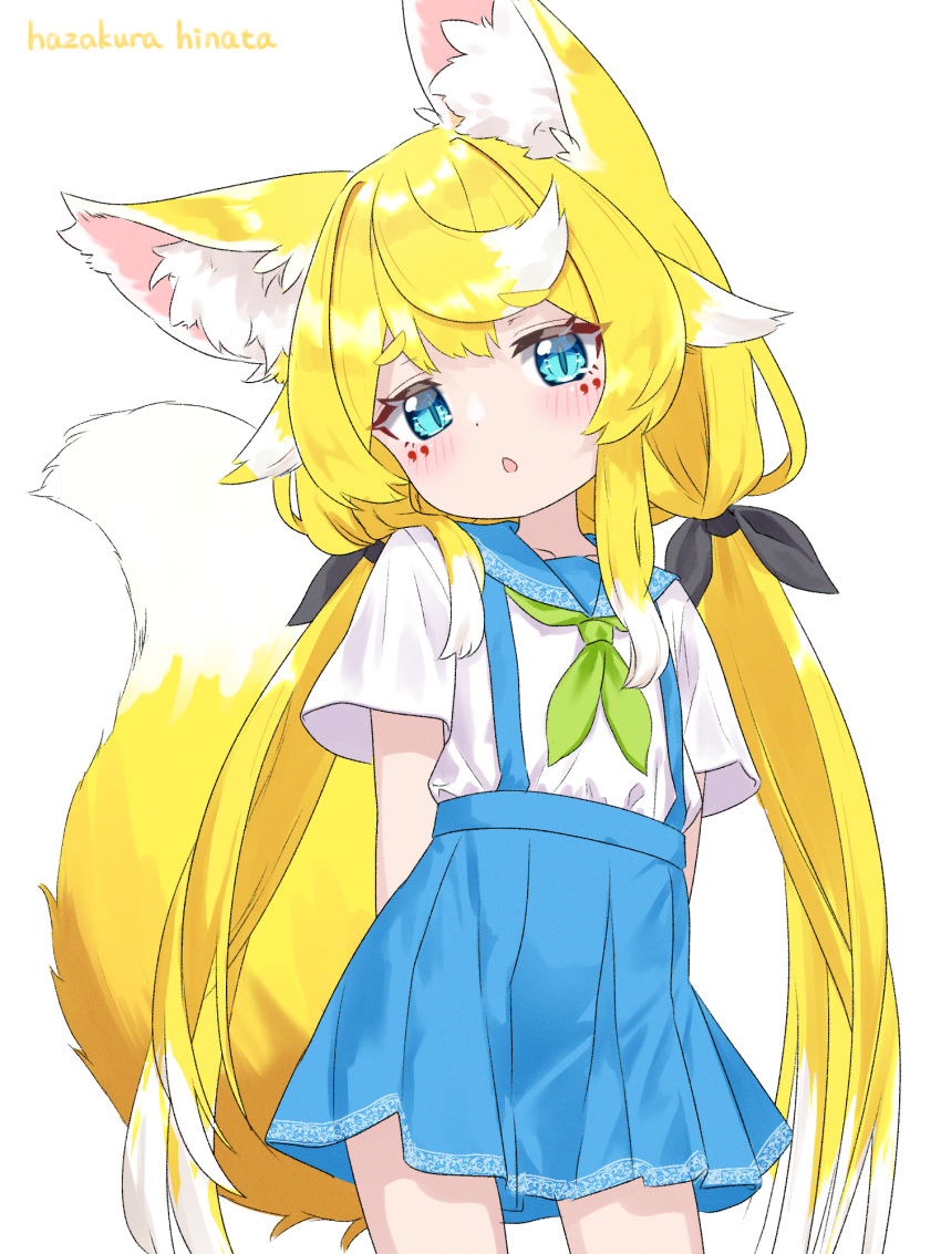 Safebooru - 1girl animal ear fluff animal ears blonde hair blue eyes blue skirt fox ears fox ...