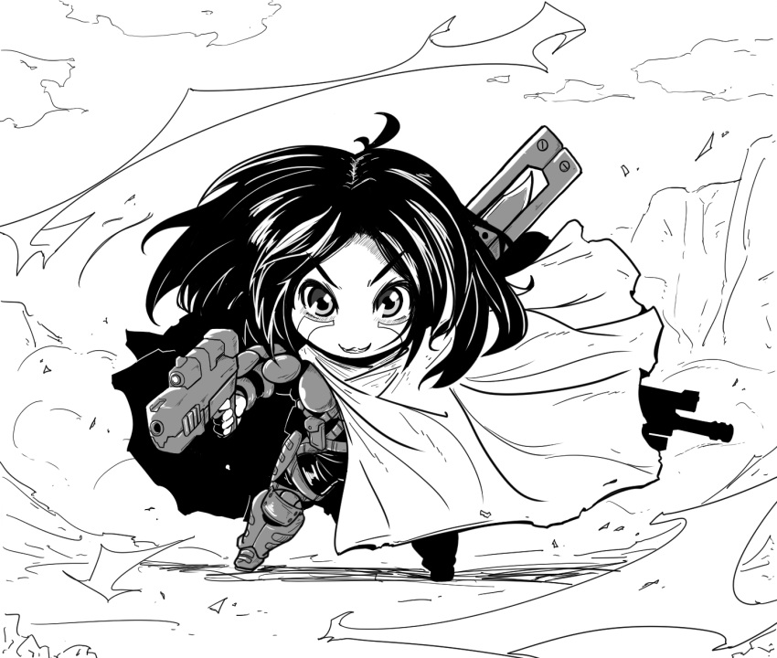 Safebooru - 1girl alita battle angel alita black hair bodysuit chibi ...