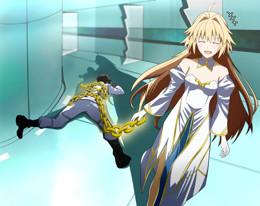 Safebooru - 1boy 1girl absurdres archetype earth arcueid brunestud bare shoulders black boots ...