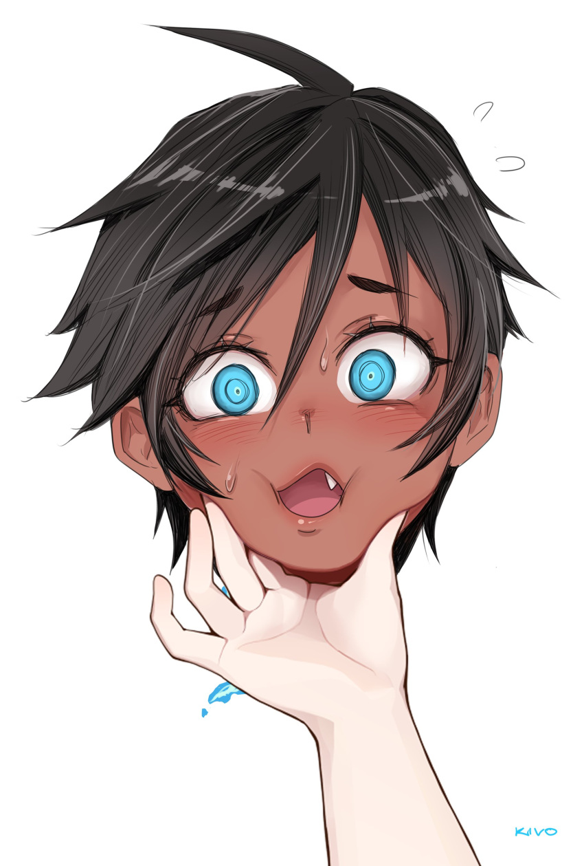 Safebooru - 1girl absurdres artist name black hair blue eyes blue fire ...