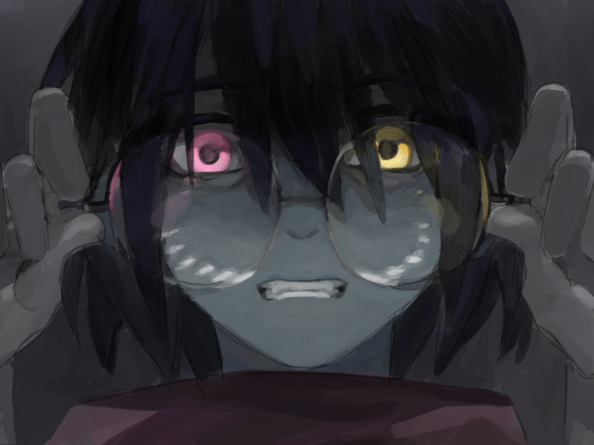 Safebooru - 1other black hair blue skin colored skin dealmaker ...