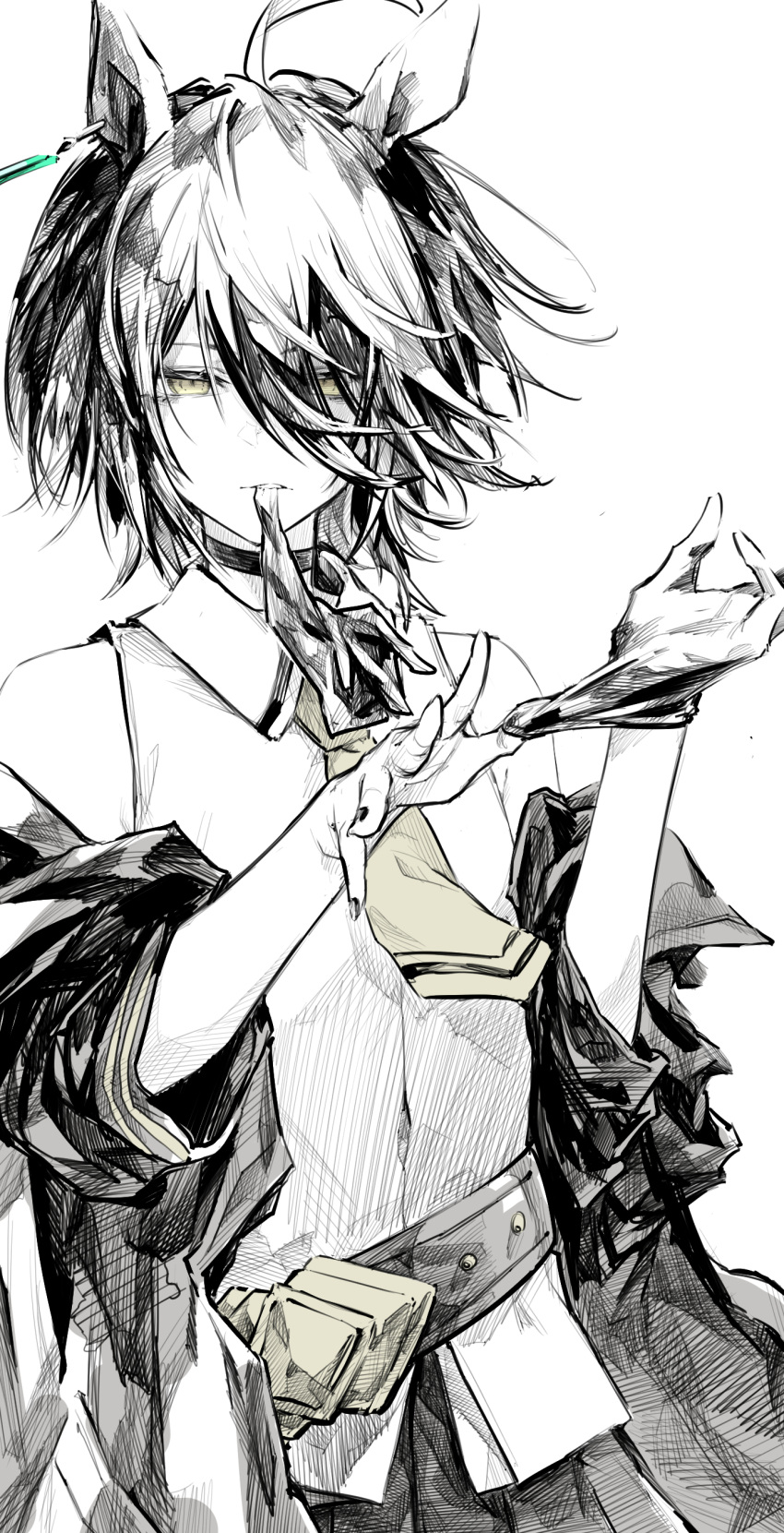 Safebooru - 1girl absurdres adjusting clothes adjusting gloves ahoge alternate hair length ...