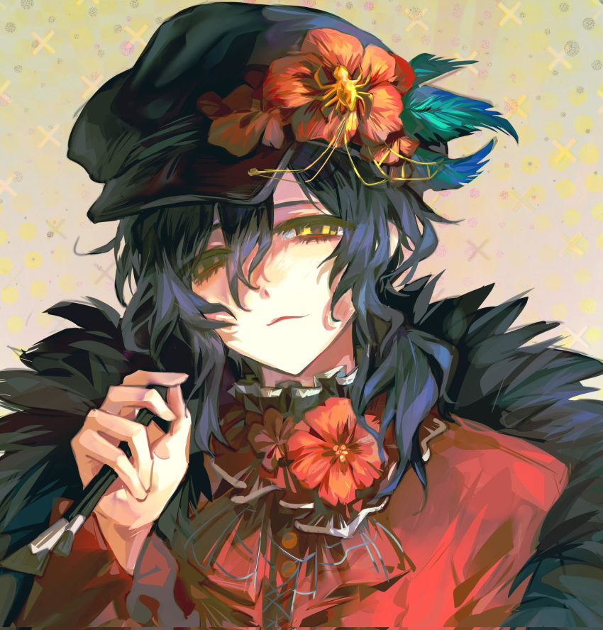 Safebooru - 1boy androgynous black feathers black hair edgar valden ...