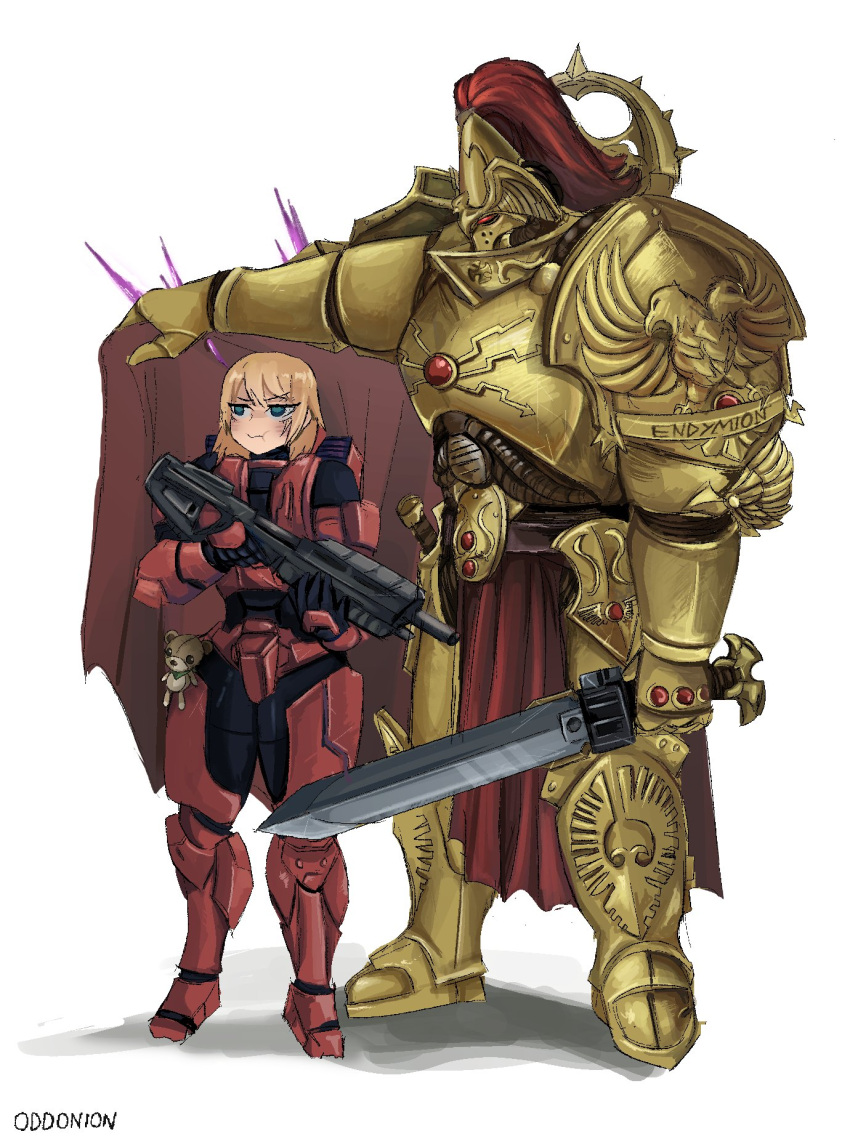 Safebooru - 1boy 1girl adeptus custodes armor artist name assault rifle ...