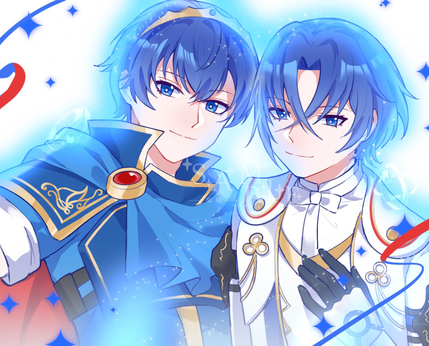 Safebooru - 2boys blue aura blue eyes blue hair crossed bangs fire ...