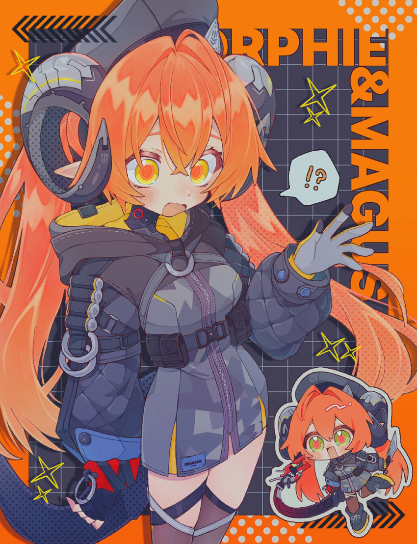 Safebooru - ! 1girl 1other ? ammunition asymmetrical gloves black ...